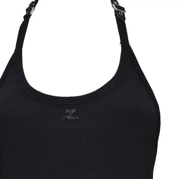 COURREGES Courrèges Halterneck Ribbed Mini Dress - Nero