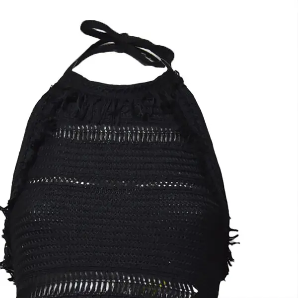 MARANT ETOILE Knit Halter Top With Fringe Detail