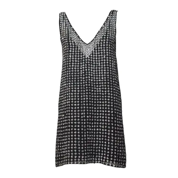Max Mara Sequin Embellished V-neck Mini Dress