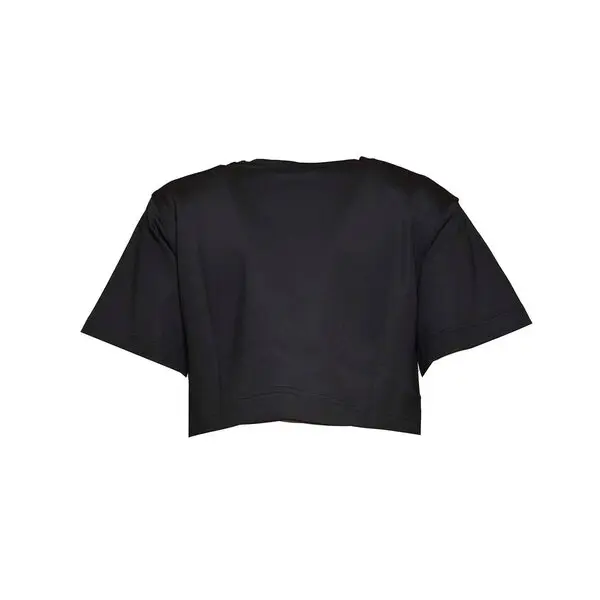 Max Mara Cropped T-shirt With Logo Detail - Nero
