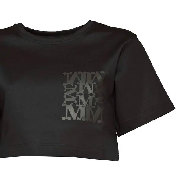 Max Mara Cropped T-shirt With Logo Detail - Nero