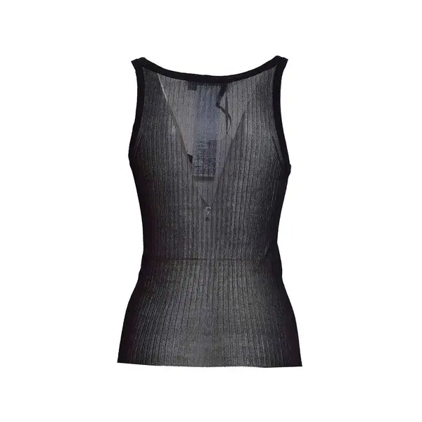 Max Mara Ribbed Sheer V-neck Tank - Nero