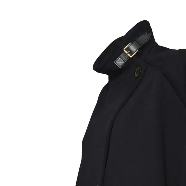 Max Mara Black Capelet With Stand Collar And Buckle Detail