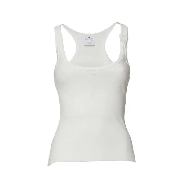COURREGES Courrèges Ribbed Tank Top With Emblem Detail - Bianco
