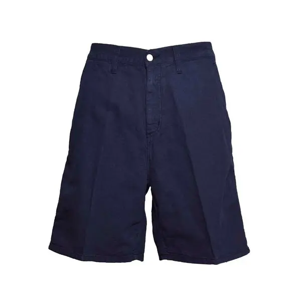 Carhartt Work In Progress Navy Blue Cotton Cargo Shorts - Blu Navy