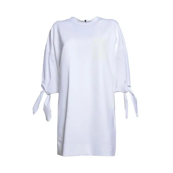 Max Mara White Cotton Dress With Tie Detail
