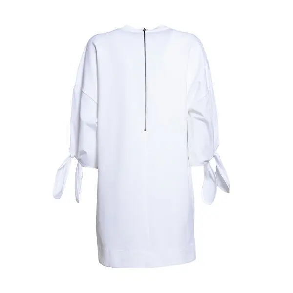 Max Mara White Cotton Dress With Tie Detail