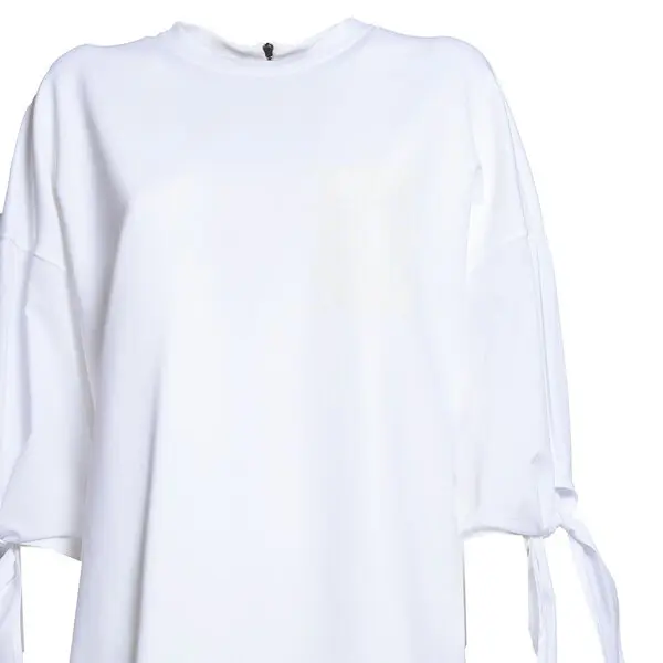 Max Mara White Cotton Dress With Tie Detail