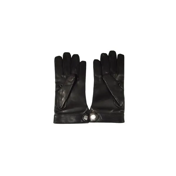 Dsquared2 Leather Gloves With Silver Icon Logo