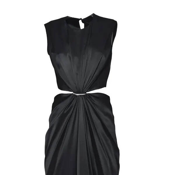 Max Mara Black Draped Cut Out Maxi Dress