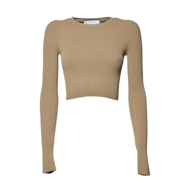 Max Mara Ribbed Cropped Sweater - Marrone