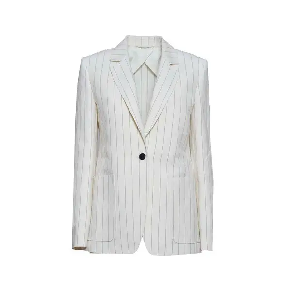 Max Mara Single Breasted Pinstripe Blazer - Bianco
