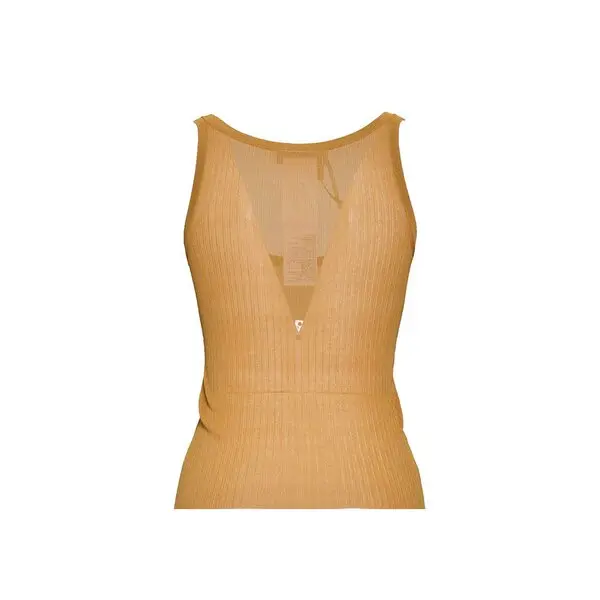 Max Mara Ribbed Sheer V-neck Sleeveless Top