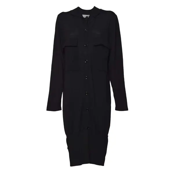 SOLOTRE Long Sleeve Button Detail Dress With Pocket Detail