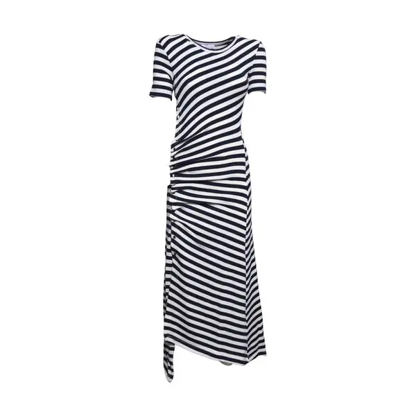 Rabanne Striped Maxi Dress With Button Detail - Blu/panna