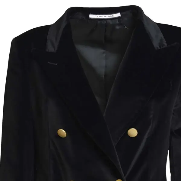 Tagliatore Black Velvet Double Breasted Blazer - Nero