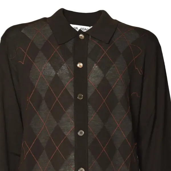 Our Legacy Argyle Patterned Collared Sweater