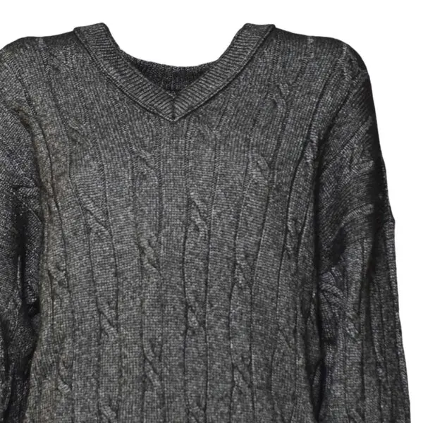 SOLOTRE V-neck Cable Knit Sweater - -97