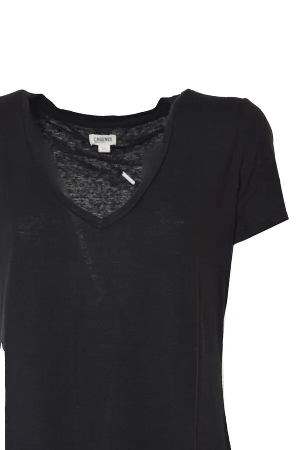 L'Agence Black V-neck T-shirt