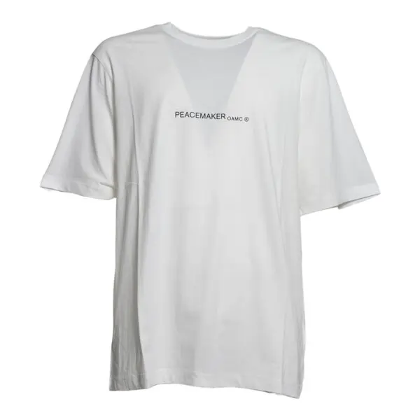 OAMC White Cotton T-shirt With Printed Logo - Bianco