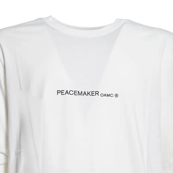 OAMC White Cotton T-shirt With Printed Logo - Bianco