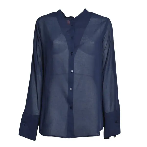 MERCI Band Collar Shirt - Blu