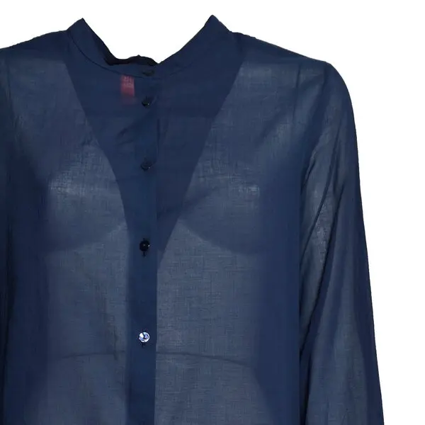 MERCI Band Collar Shirt - Blu