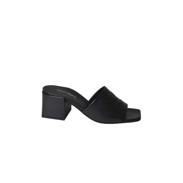 COURREGES Courrèges Black Leather Block Heel Sandals - Nero