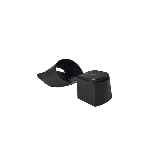 COURREGES Courrèges Black Leather Block Heel Sandals - Nero