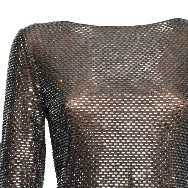 SELF-PORTRAIT Embellished Long Sleeve Cropped Top