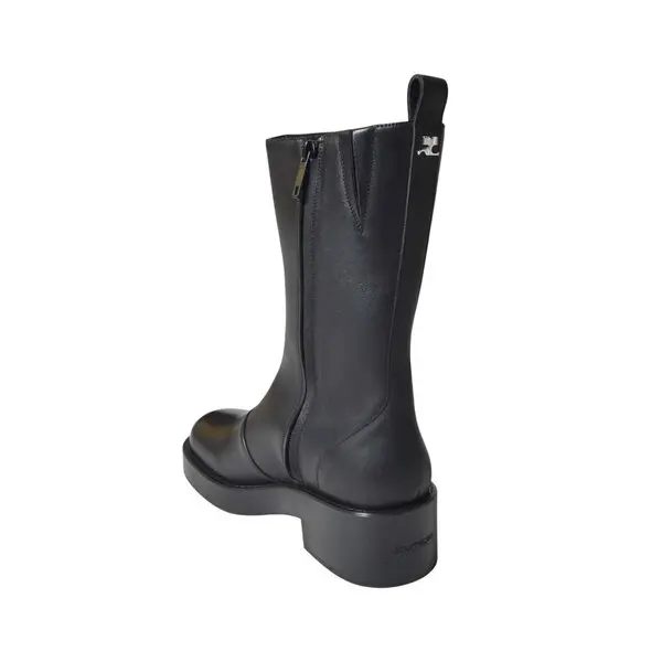 COURREGES Courrèges Black Leather Zip-up Boots - Nero