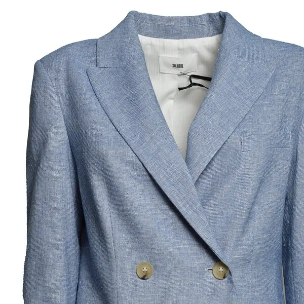 SOLOTRE Double Breasted Blazer - Denim