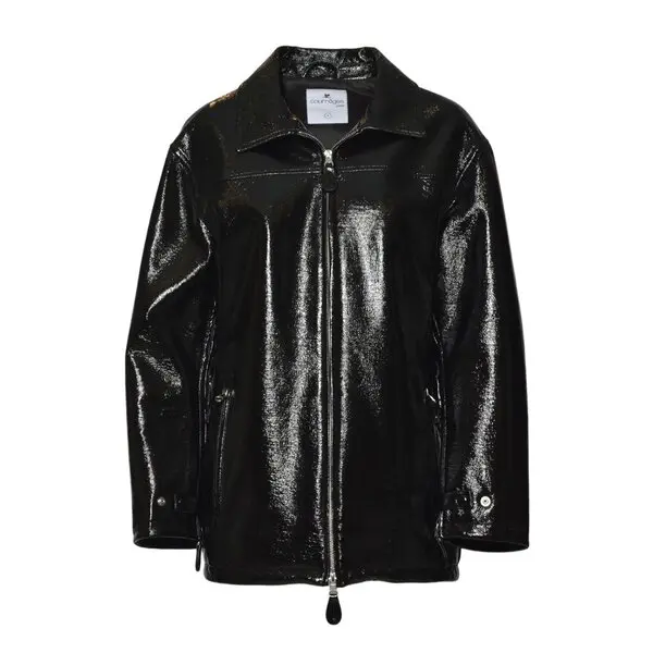 COURREGES Courrèges Black Patent Leather Zip-up Jacket - Nero