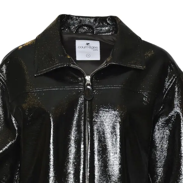 COURREGES Courrèges Black Patent Leather Zip-up Jacket - Nero
