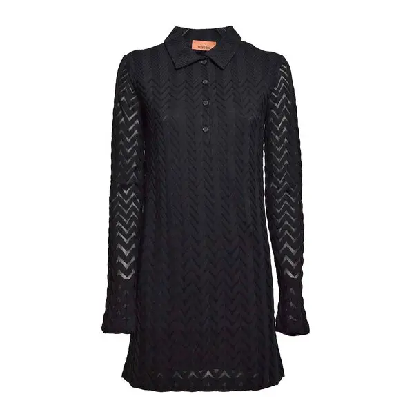 Missoni Black Chevron Knit Button-up Dress - Nero