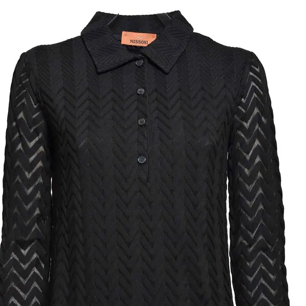 Missoni Black Chevron Knit Button-up Dress