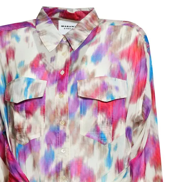 MARANT ETOILE Isabel Multicolor Spotted Print Organic Cotton Voile Chemise Dress