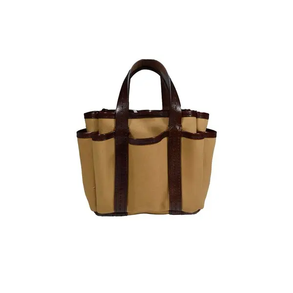 Max Mara Canvas And Leather Top Handle Bag