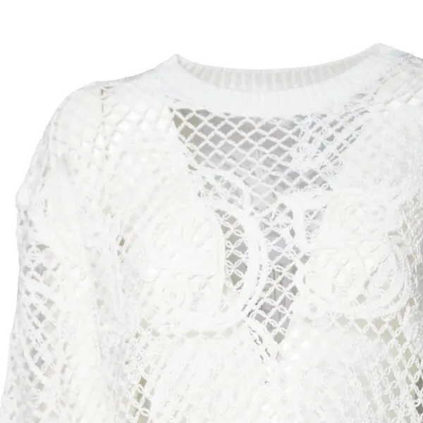 Max Mara White Lace Crew Neck Sweater