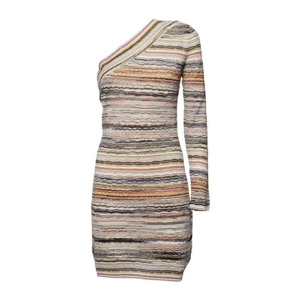Missoni Striped Knit One-shoulder Mini Dress