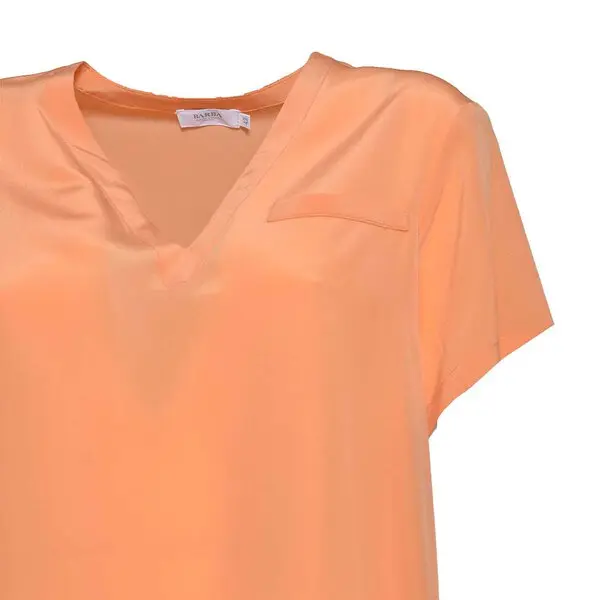 BARBA NAPOLI V-neck Short Sleeve Shirt With Pocket Detail
