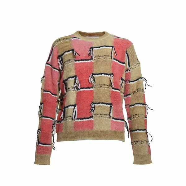 Marni Mohair & Alpaca Blend Paneled Pullover With Loose Threads