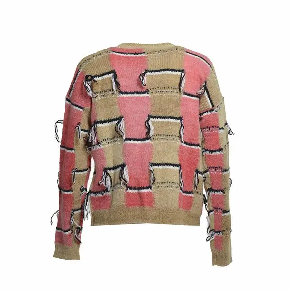 Marni Mohair & Alpaca Blend Paneled Pullover With Loose Threads