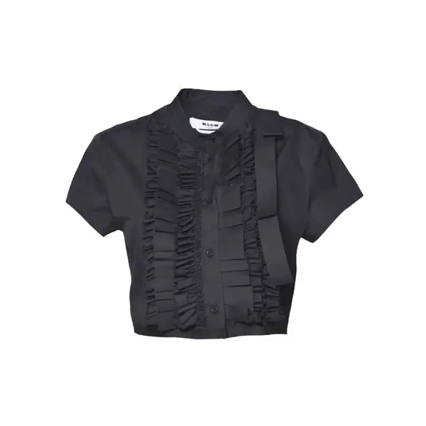 MSGM Black Ruffled Shirt - Nero