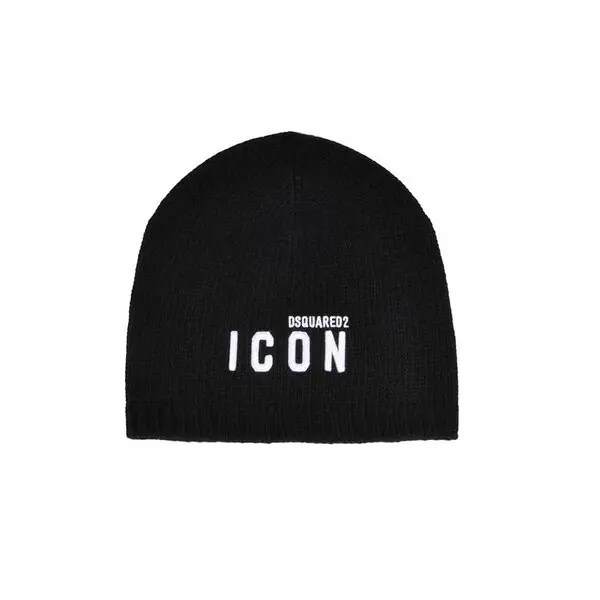 Dsquared2 Wool Blend Shaved Knit Beanie With Icon Appliqu - Nero