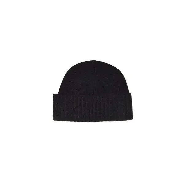 Dsquared2 Knit Beanie With Silver Chrome And Patent Leather "d2" Appliqu