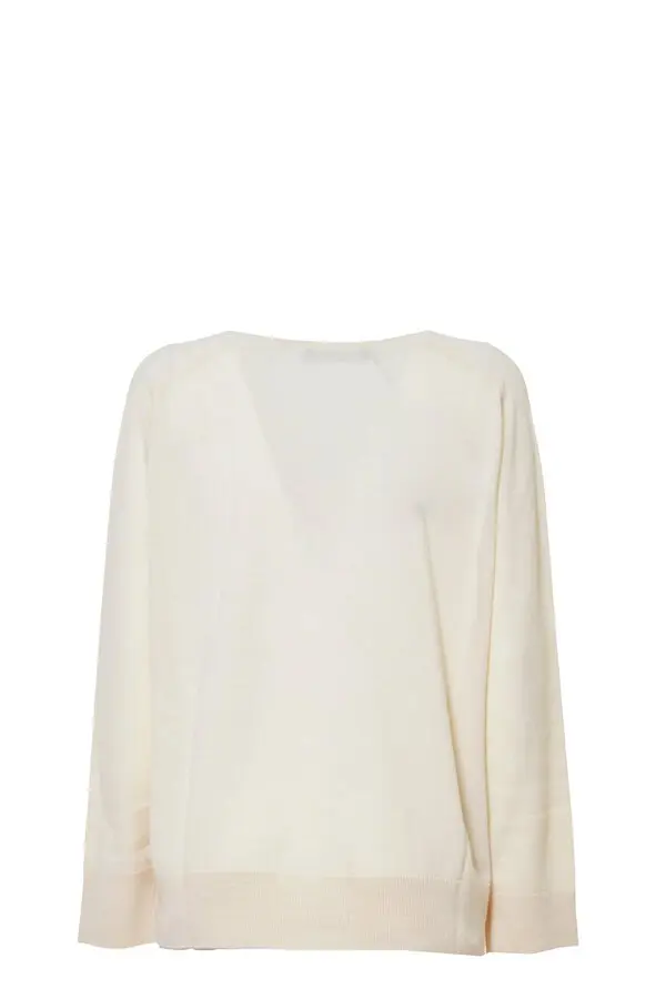 PDR PHISIQUE DU ROLE Cream Lace-up Neck Pullover Sweater