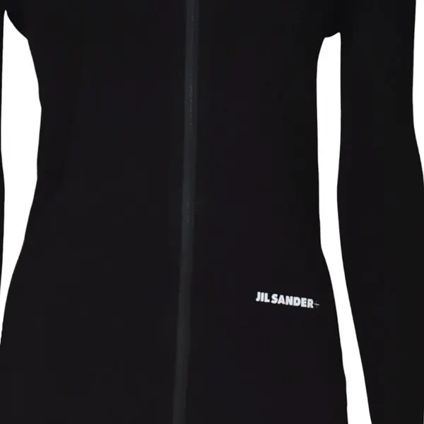 JIL SANDER Zip-up Hooded Ribbed Knit Sweater