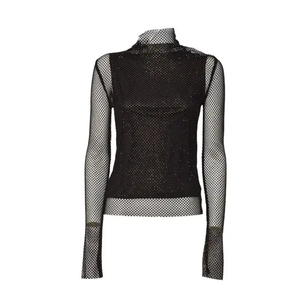 Sportmax Mesh Embellished Long Sleeve Top - Nero