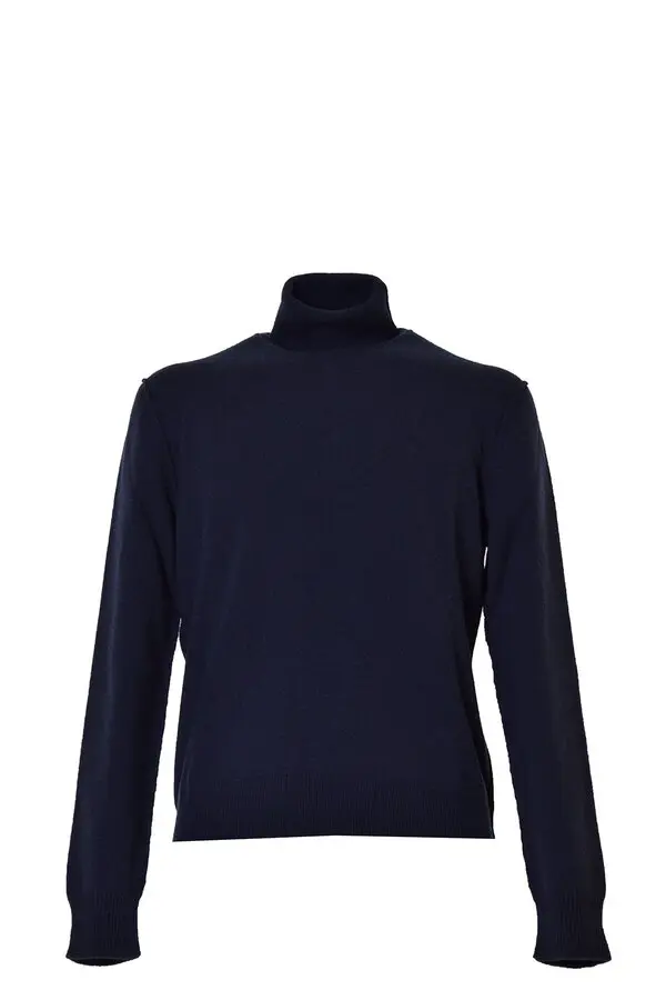 MAISON MARGIELA Turtleneck Fine Knit Sweater - Blu